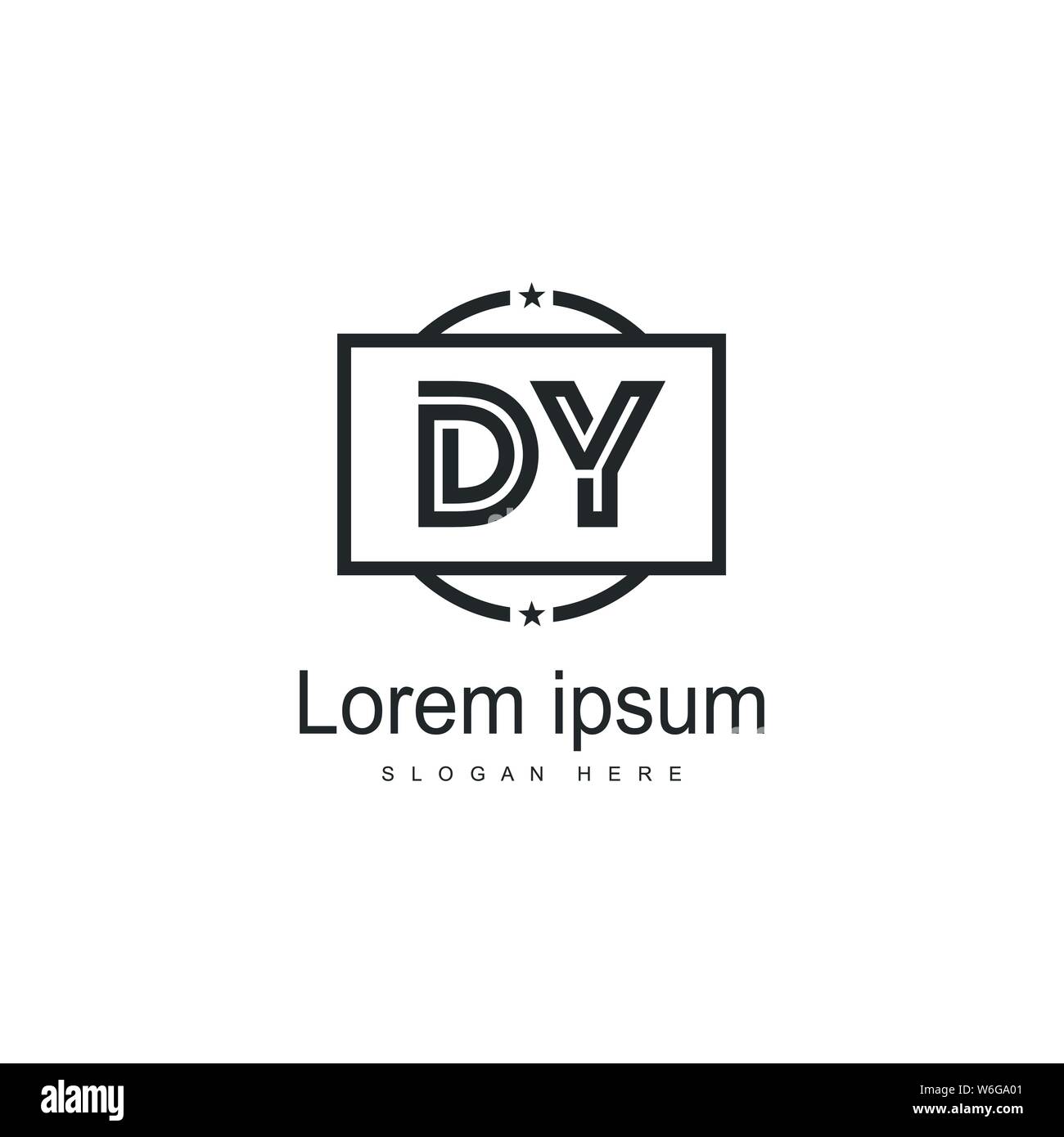 Initial DY logo template with modern frame. Minimalist DY letter logo ...