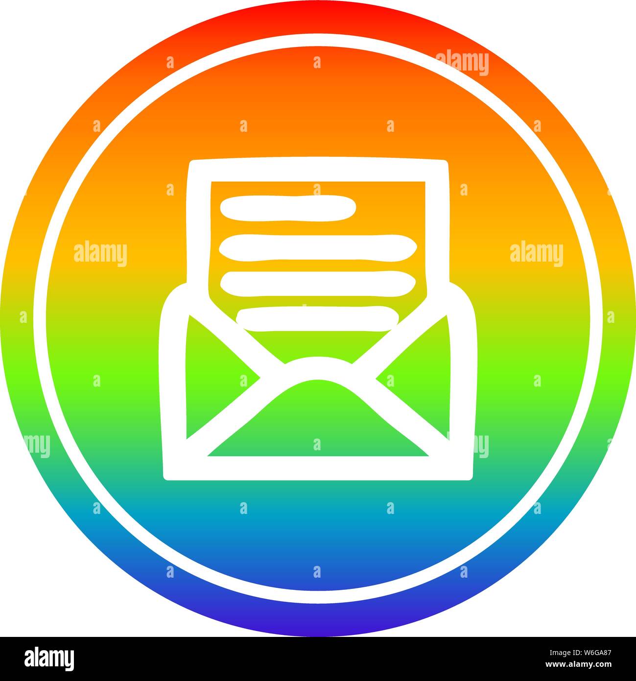envelope letter circular icon with rainbow gradient finish Stock Vector ...
