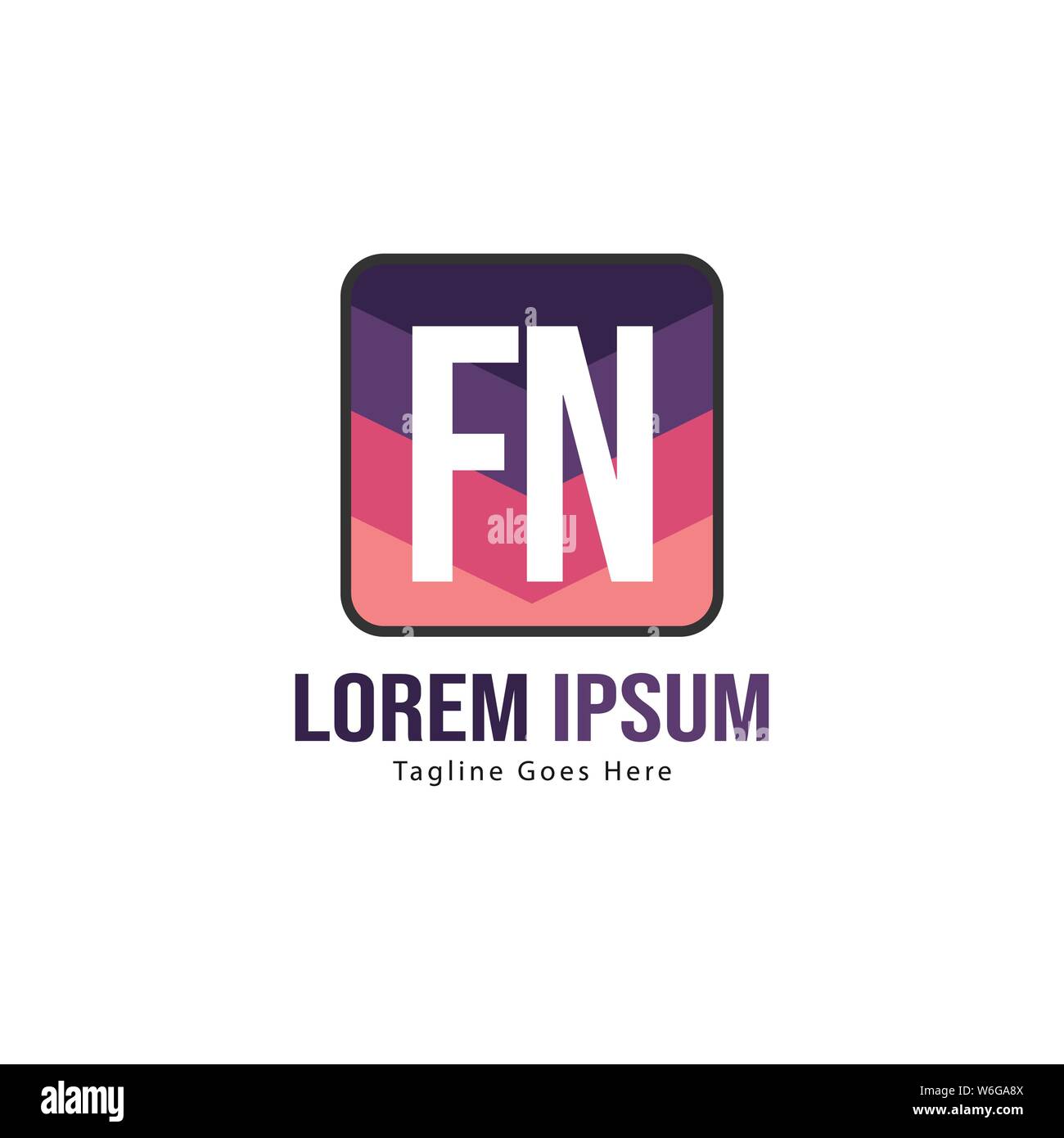Initial FN logo template with modern frame. Minimalist FN letter logo ...