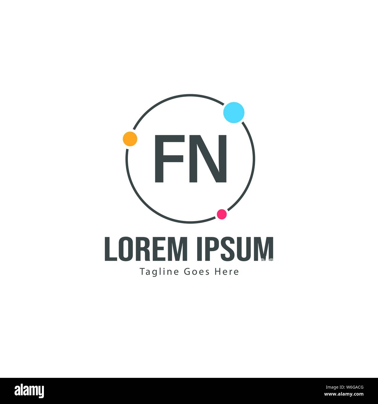 Initial FN logo template with modern frame. Minimalist FN letter logo ...