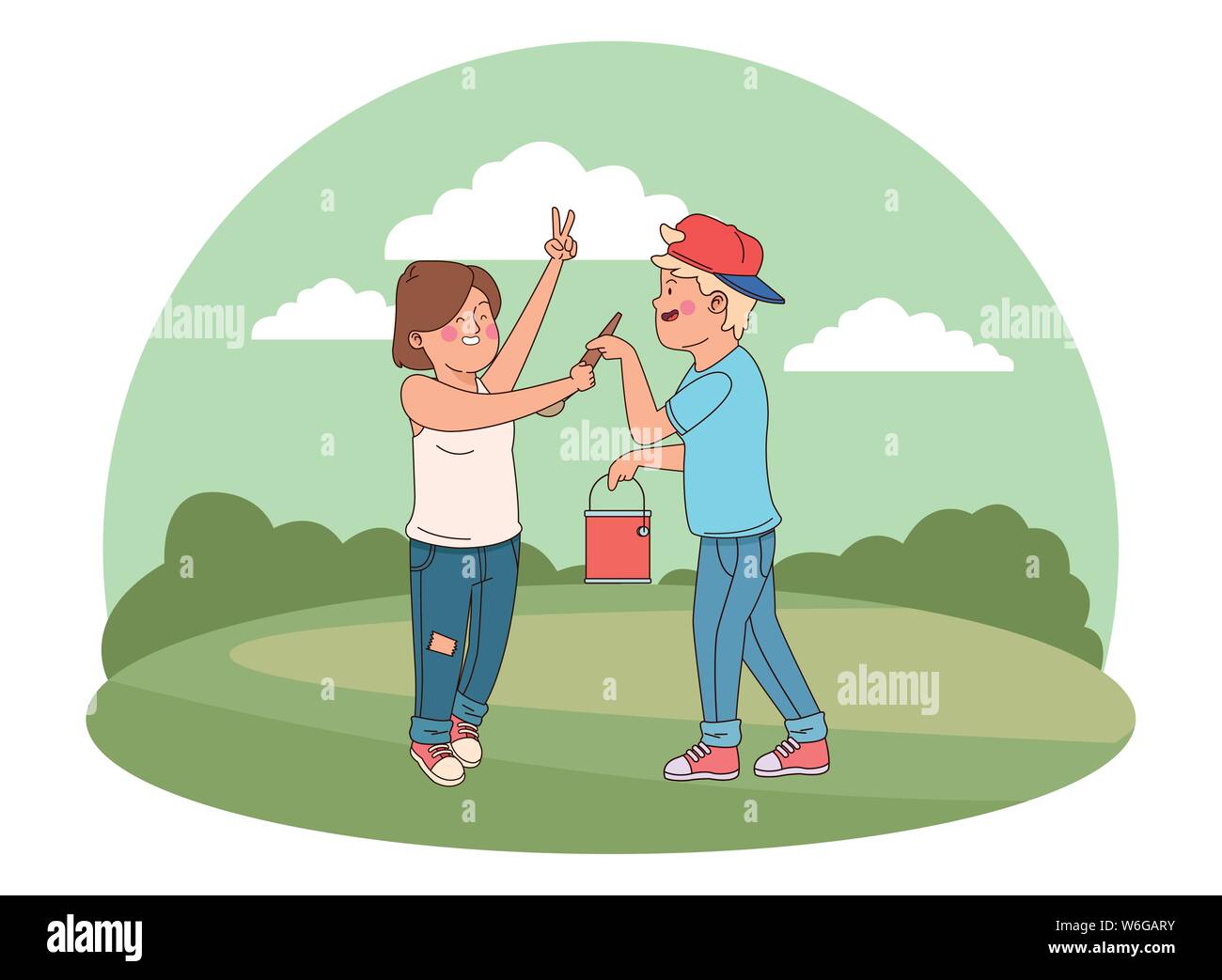 Teenagers friends smiling and having fun cartoon Stock Vector Image ...