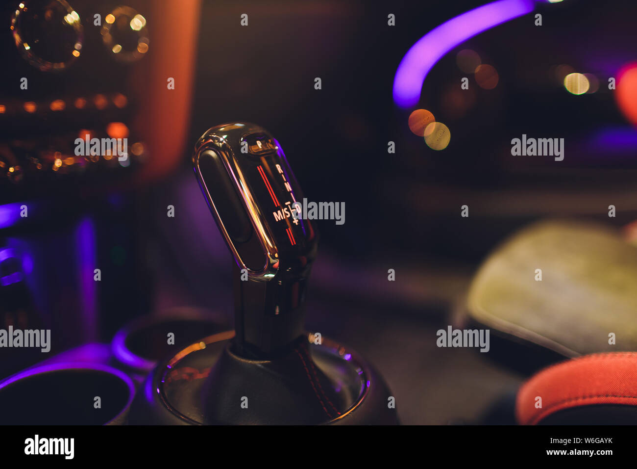 Auto shift gear shift stick. Gearbox handle Stock Photo - Alamy