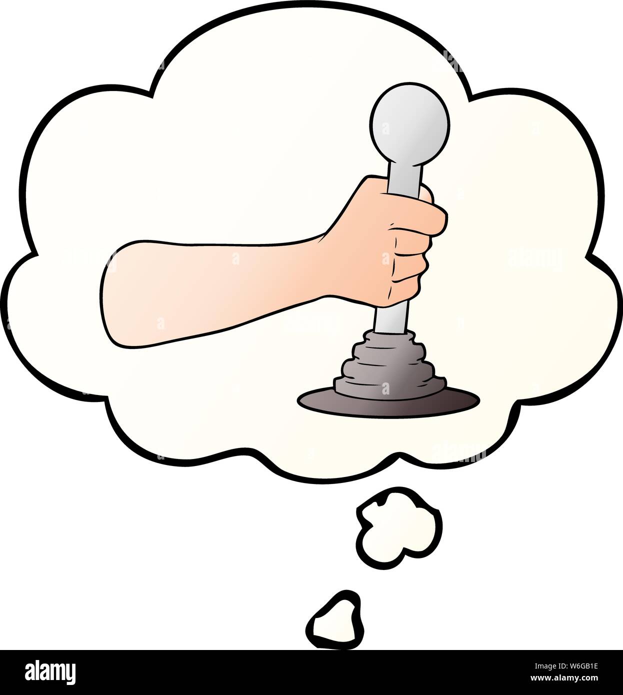 cartoon hand pulling lever with thought bubble in smooth gradient style ...