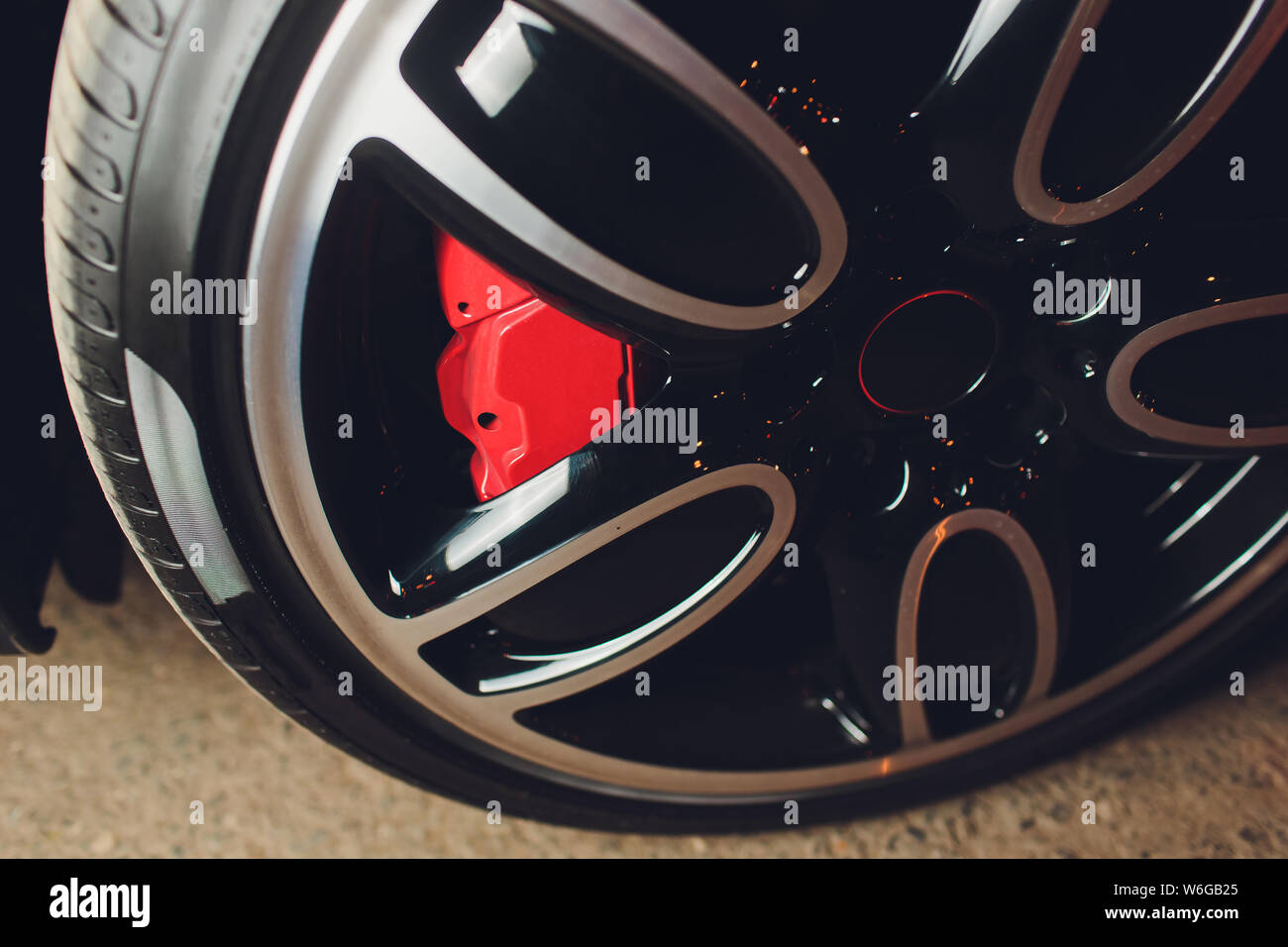 Car detailing series : Clean super car disc-brake Stock Photo - Alamy