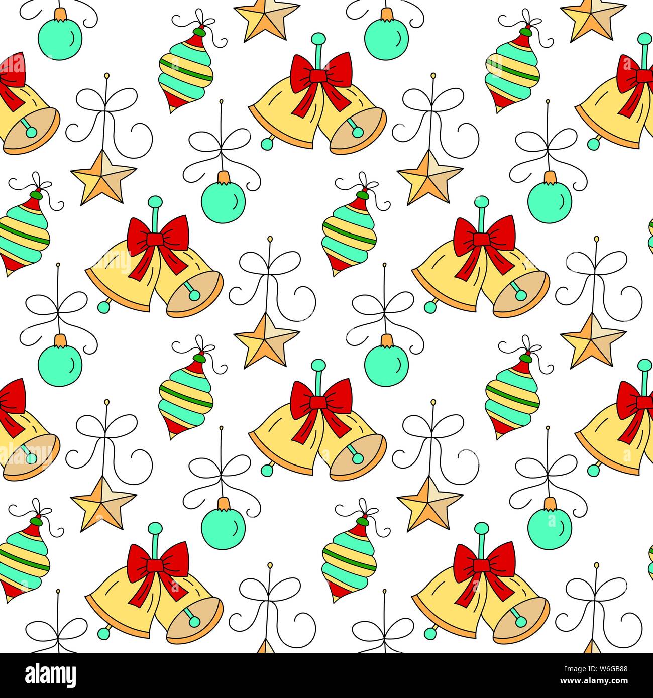 Vector Christmas seamless pattern with color symbols of decoratoins.and ...