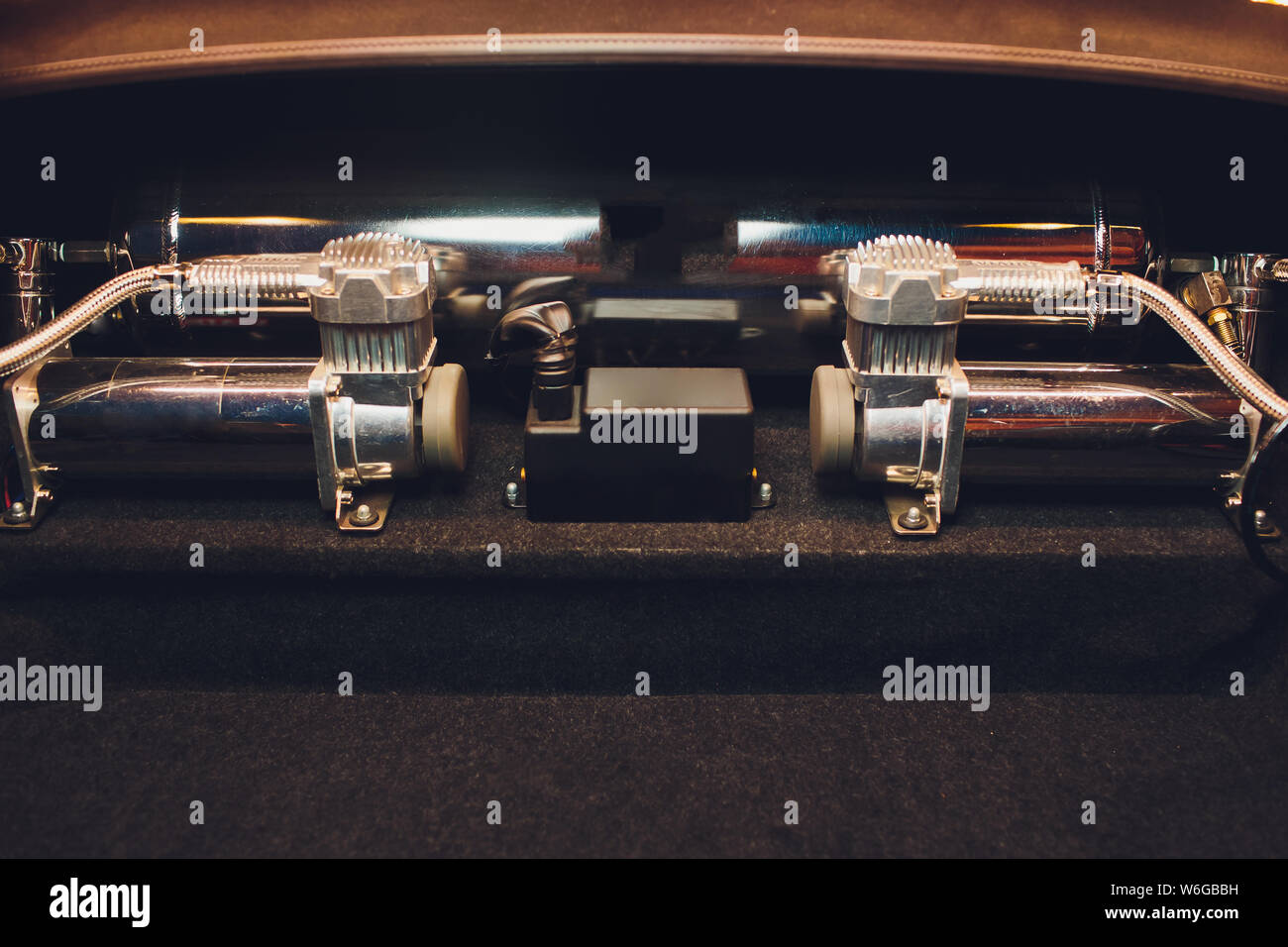 Handmade nitrous oxide engine in car trunk Stock Photo - Alamy