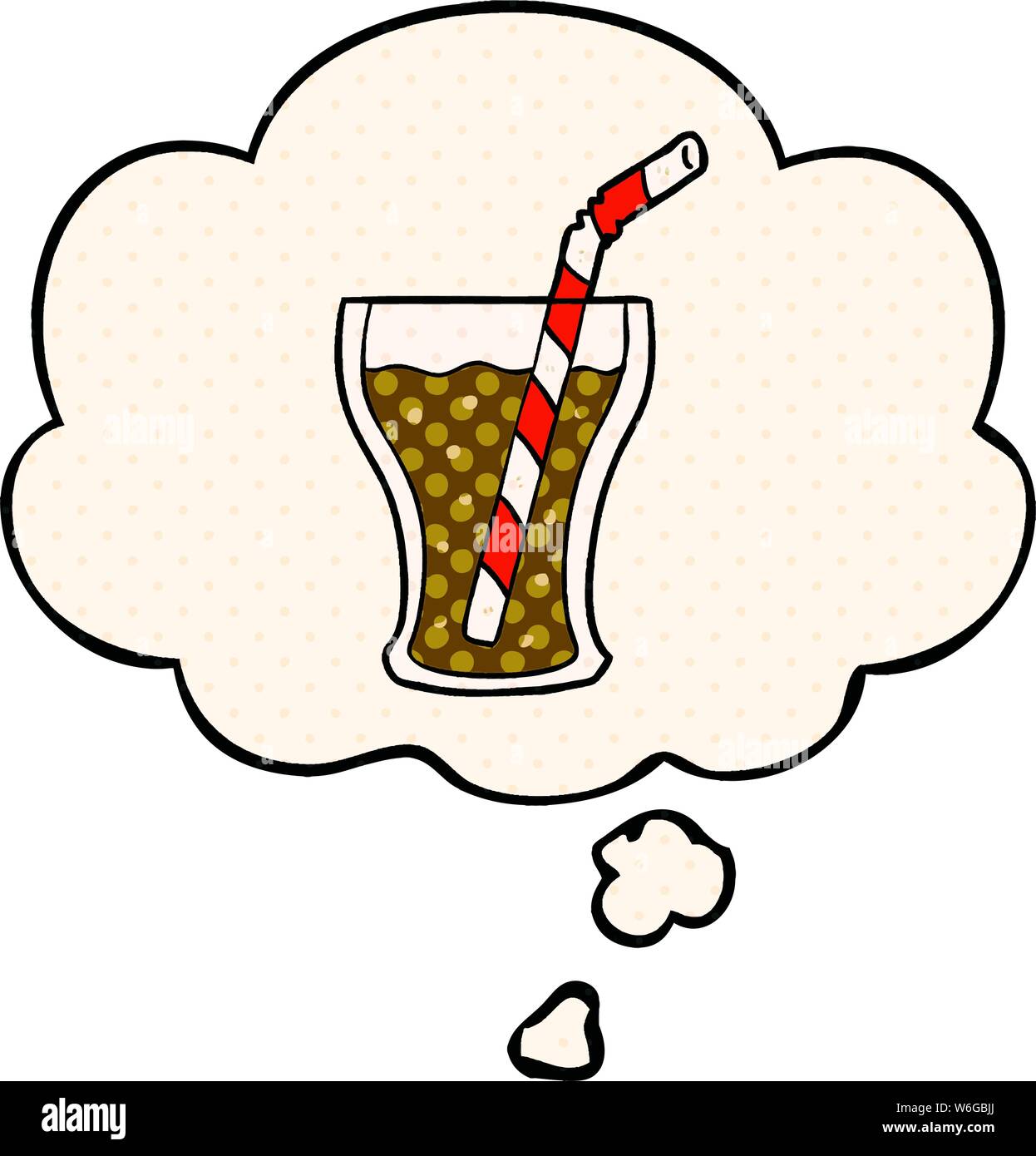 cartoon glass of cola with thought bubble in comic book style Stock ...