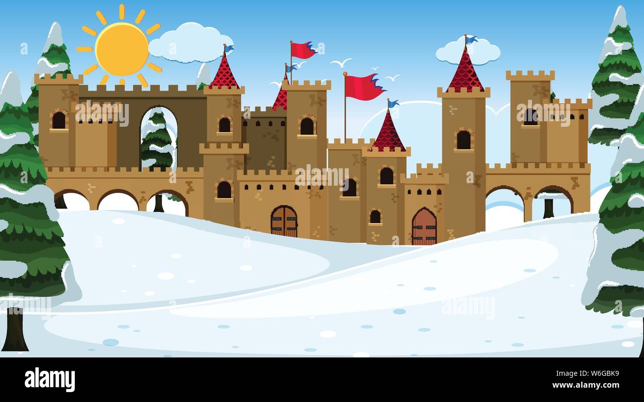 An outdoor scene with castle illustration Stock Vector Image & Art - Alamy