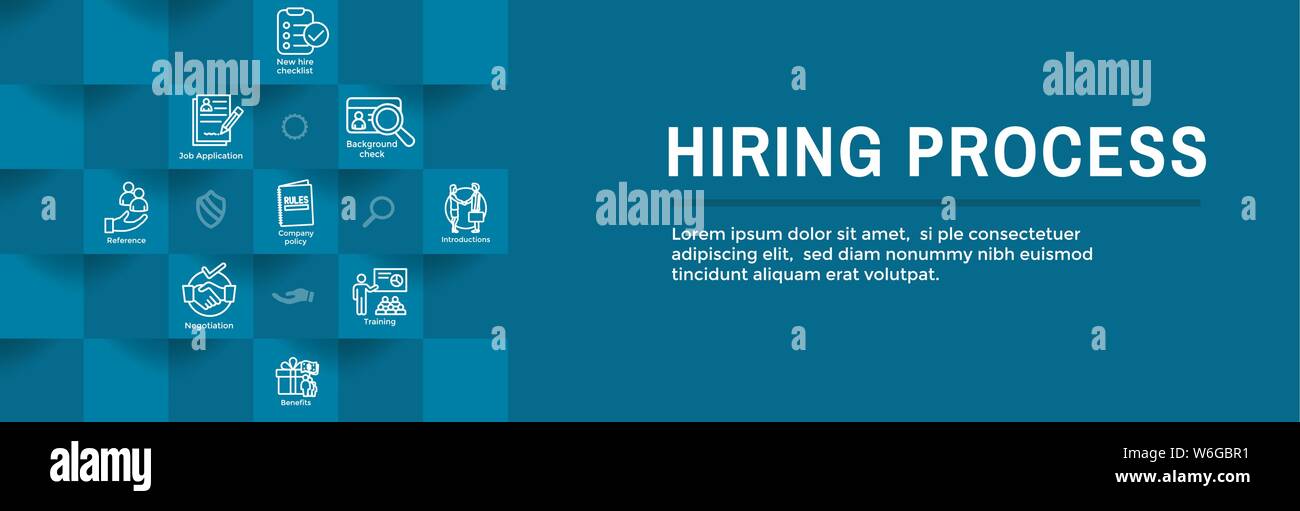 The Hiring Process icon set and web header banner Stock Vector Image ...