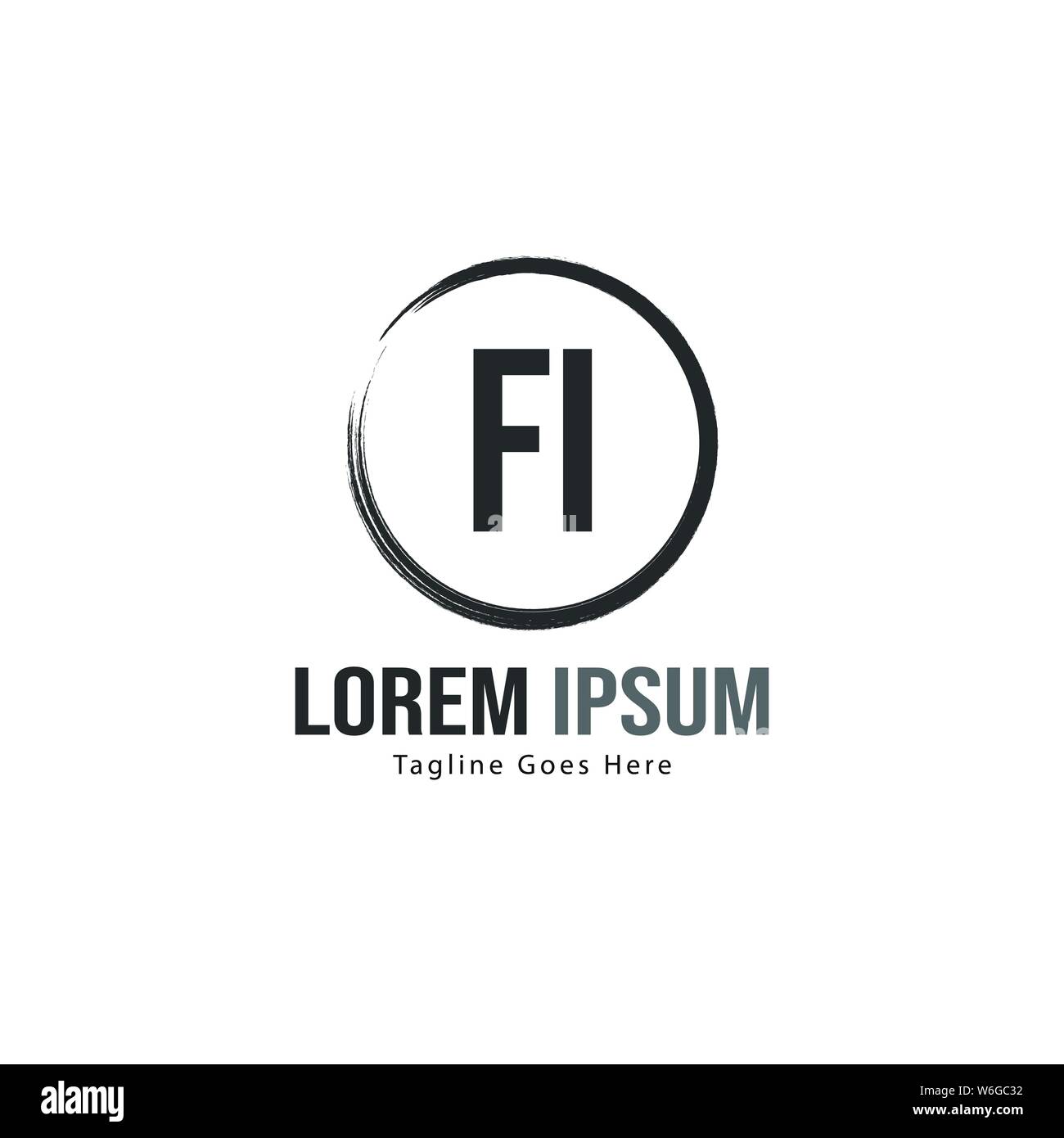 Initial FI logo template with modern frame. Minimalist FI letter logo ...