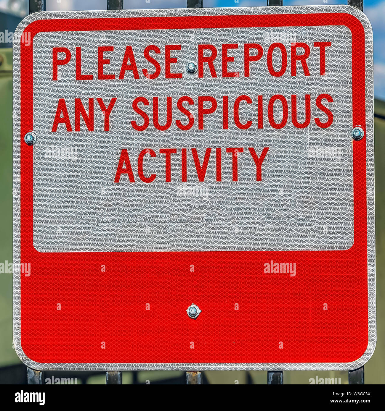 Suspicious activity sign hi-res stock photography and images - Alamy