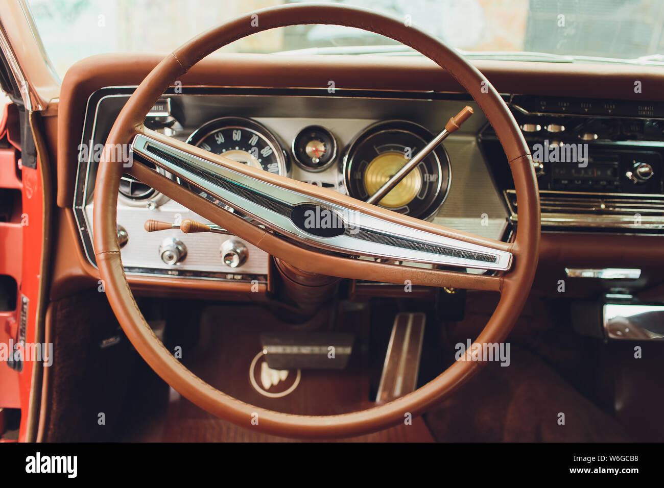 Retro car, retro torpedo car, vintage steering wheel, speedometer Stock ...