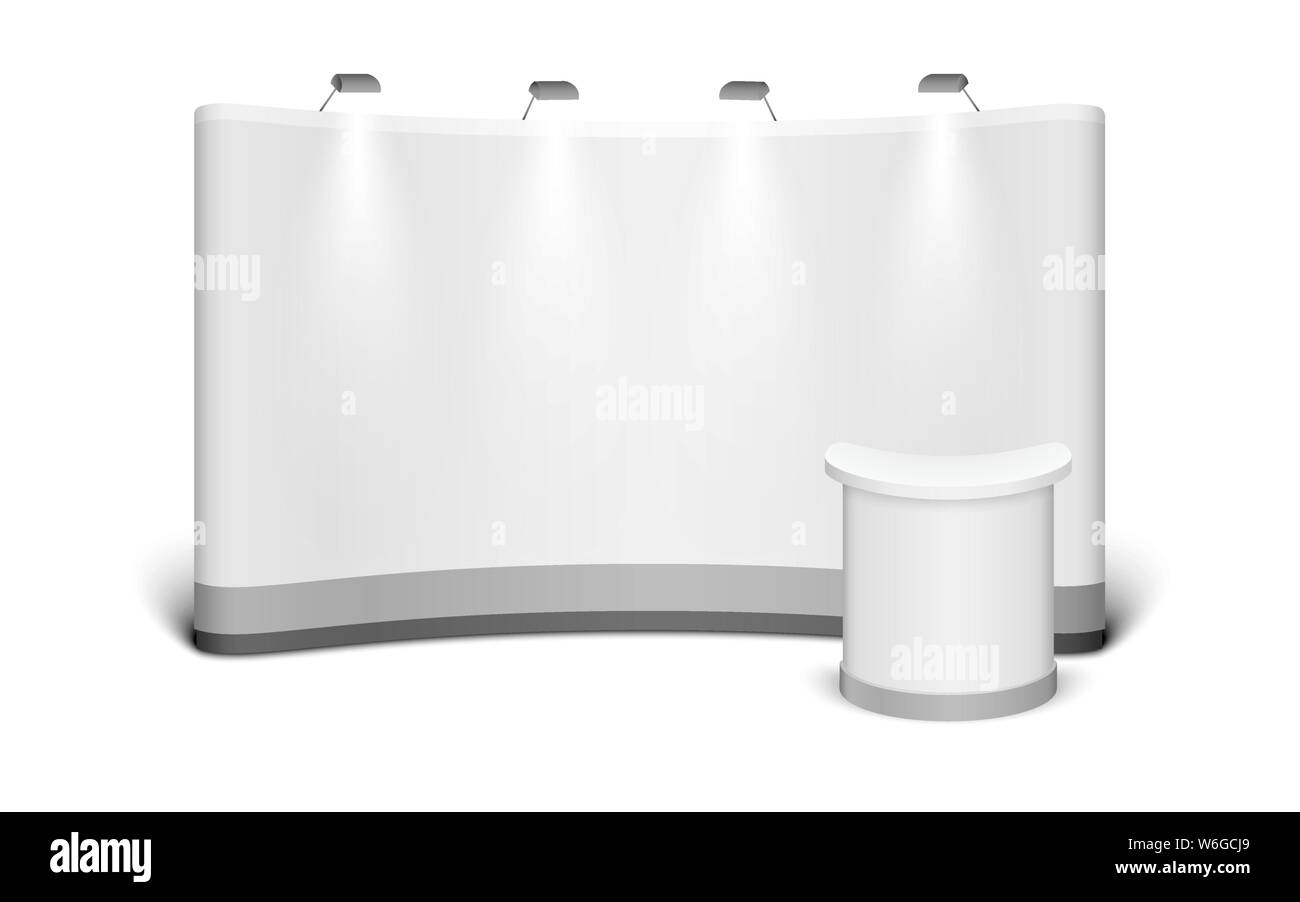 Trade Exhibition Stand mock up isolated on white background. White ...