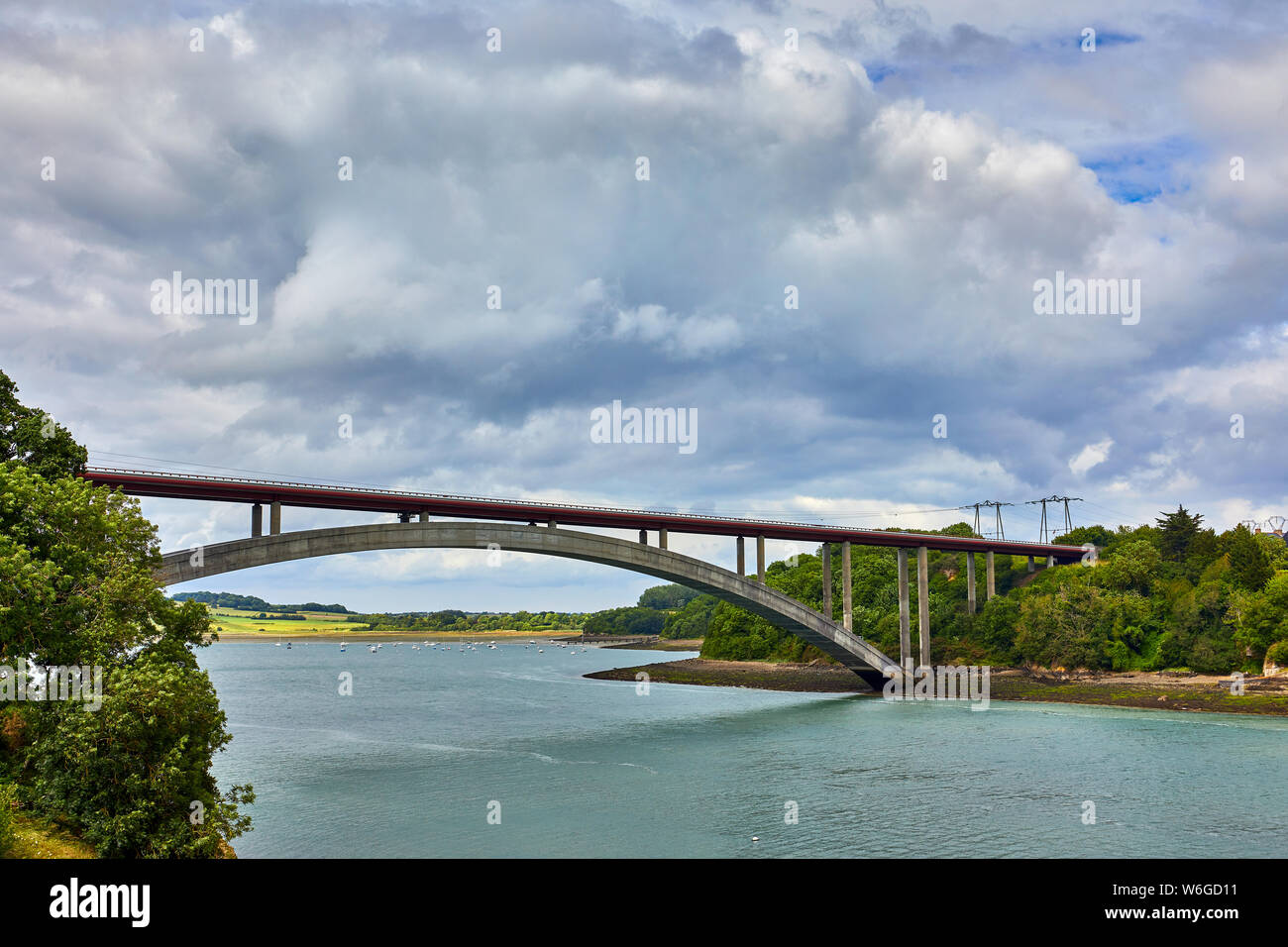 Image of the N176/E401 bridge crossing the Rance Estuary, France Stock ...