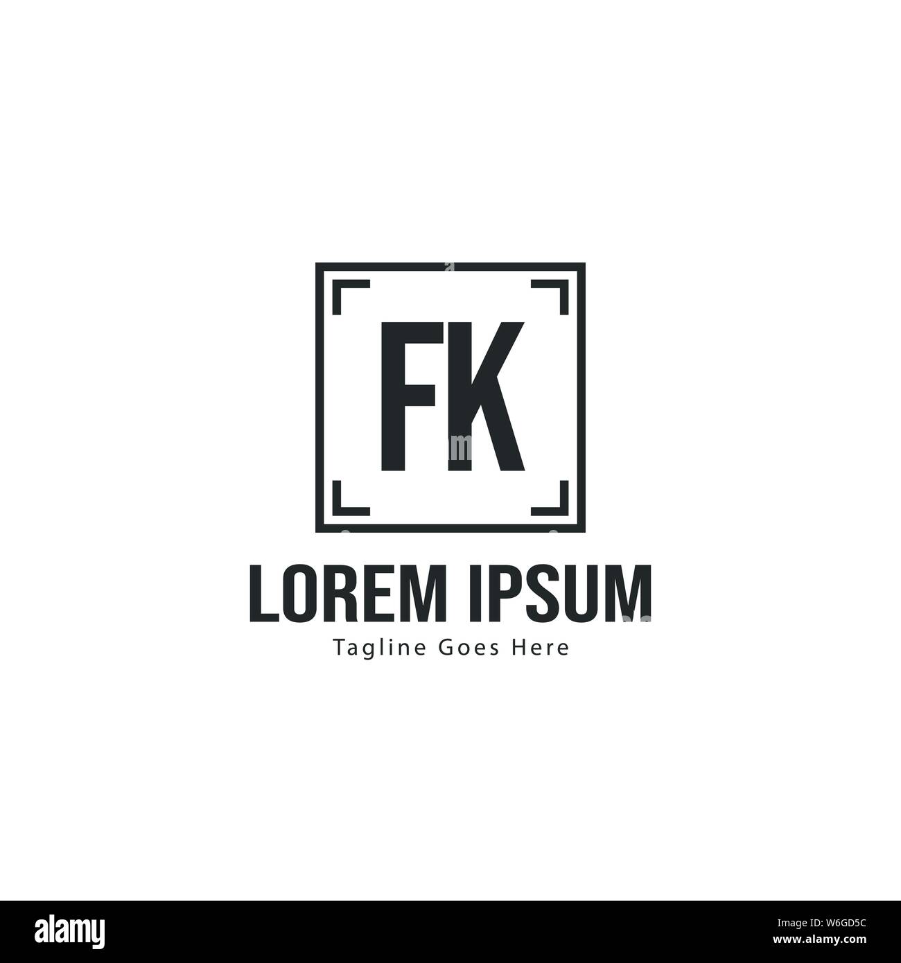 Initial FK logo template with modern frame. Minimalist FK letter logo ...
