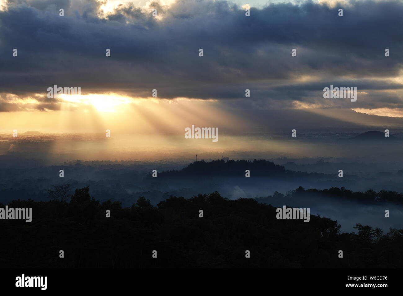 The sunrise on Borobudur temple, Indonesia Stock Photo - Alamy