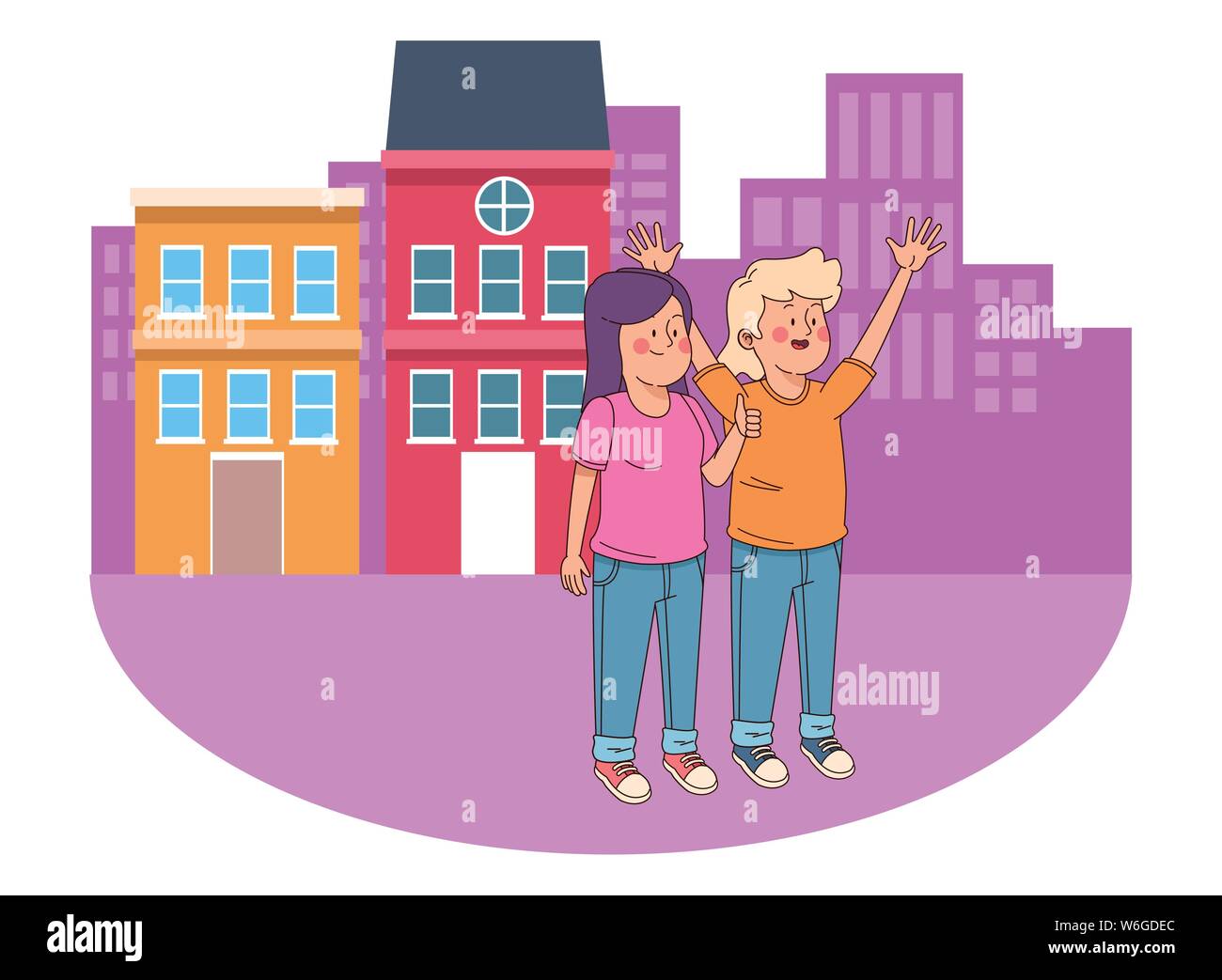 Teenagers friends smiling and having fun cartoon Stock Vector Image ...