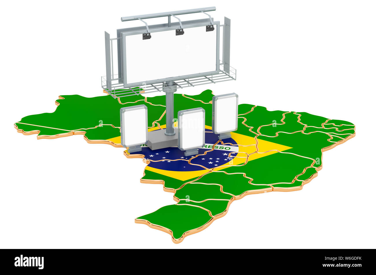 Advertising Business in Brazil concept, 3D rendering isolated on white ...