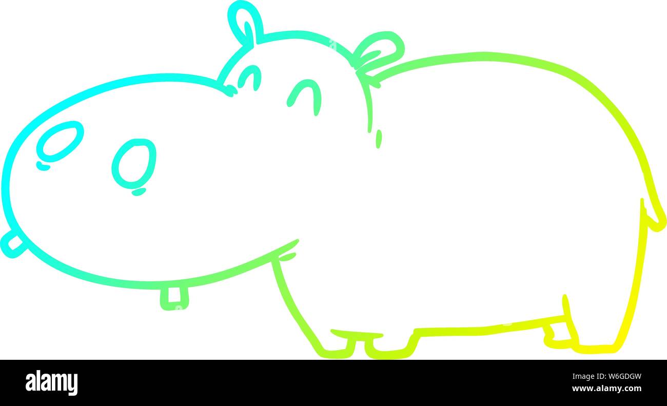 cold gradient line drawing of a cartoon hippo Stock Vector Image & Art ...