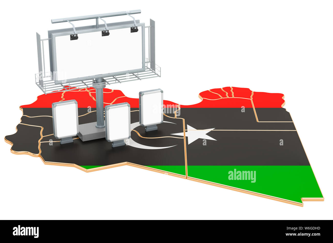Advertising Business in Libya concept, 3D rendering isolated on white ...
