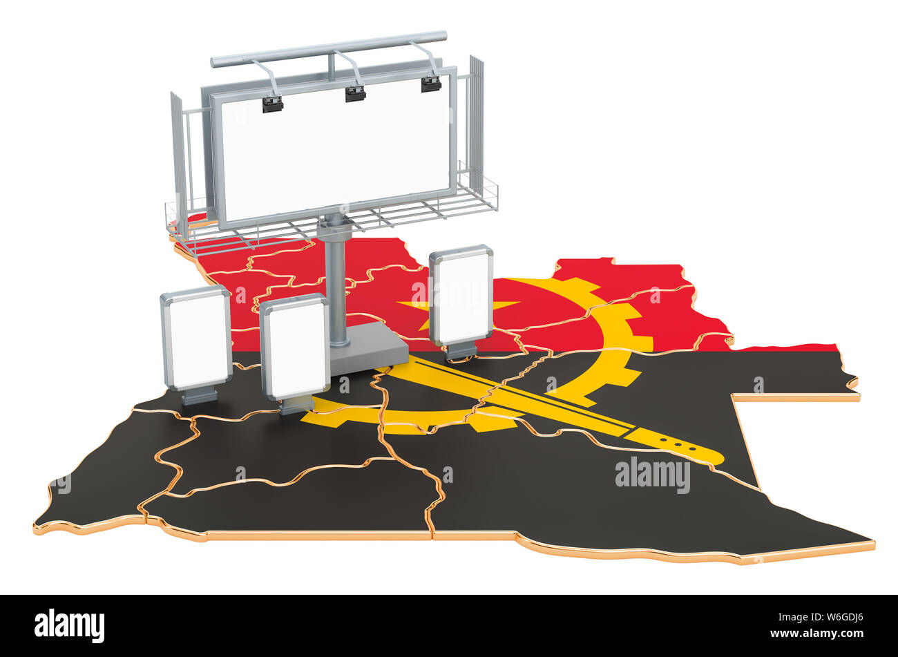 Advertising Business in Angola concept, 3D rendering isolated on white ...