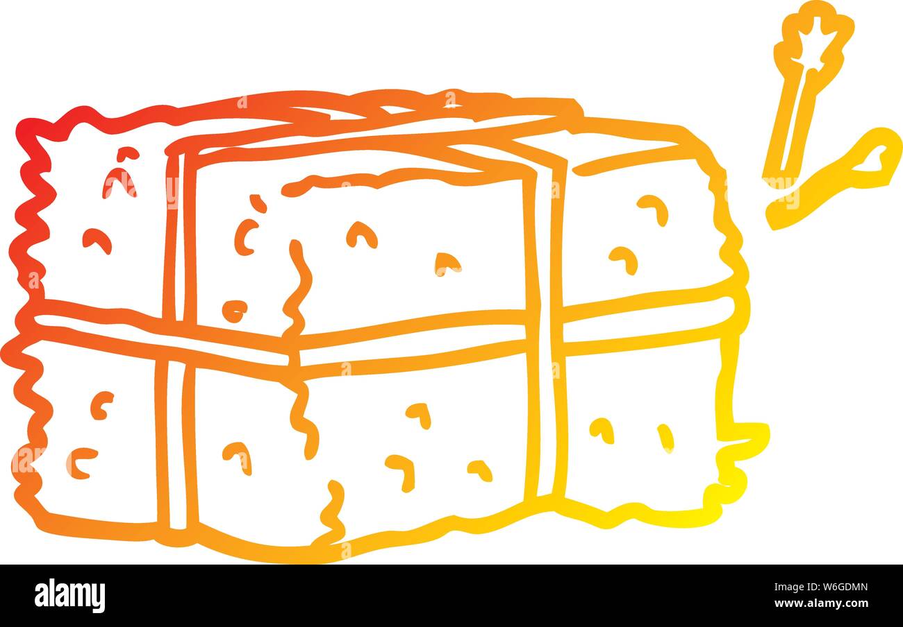 warm gradient line drawing of a cartoon bale of hay Stock Vector Image ...