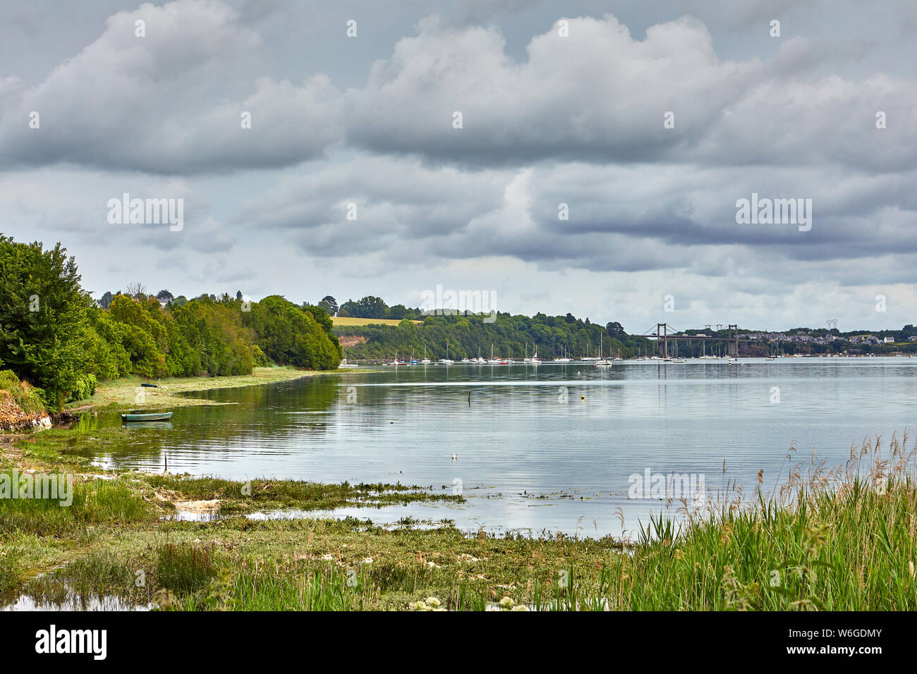 Image of the Rance Estuary in France with Plouer Sur Rance Marina and ...