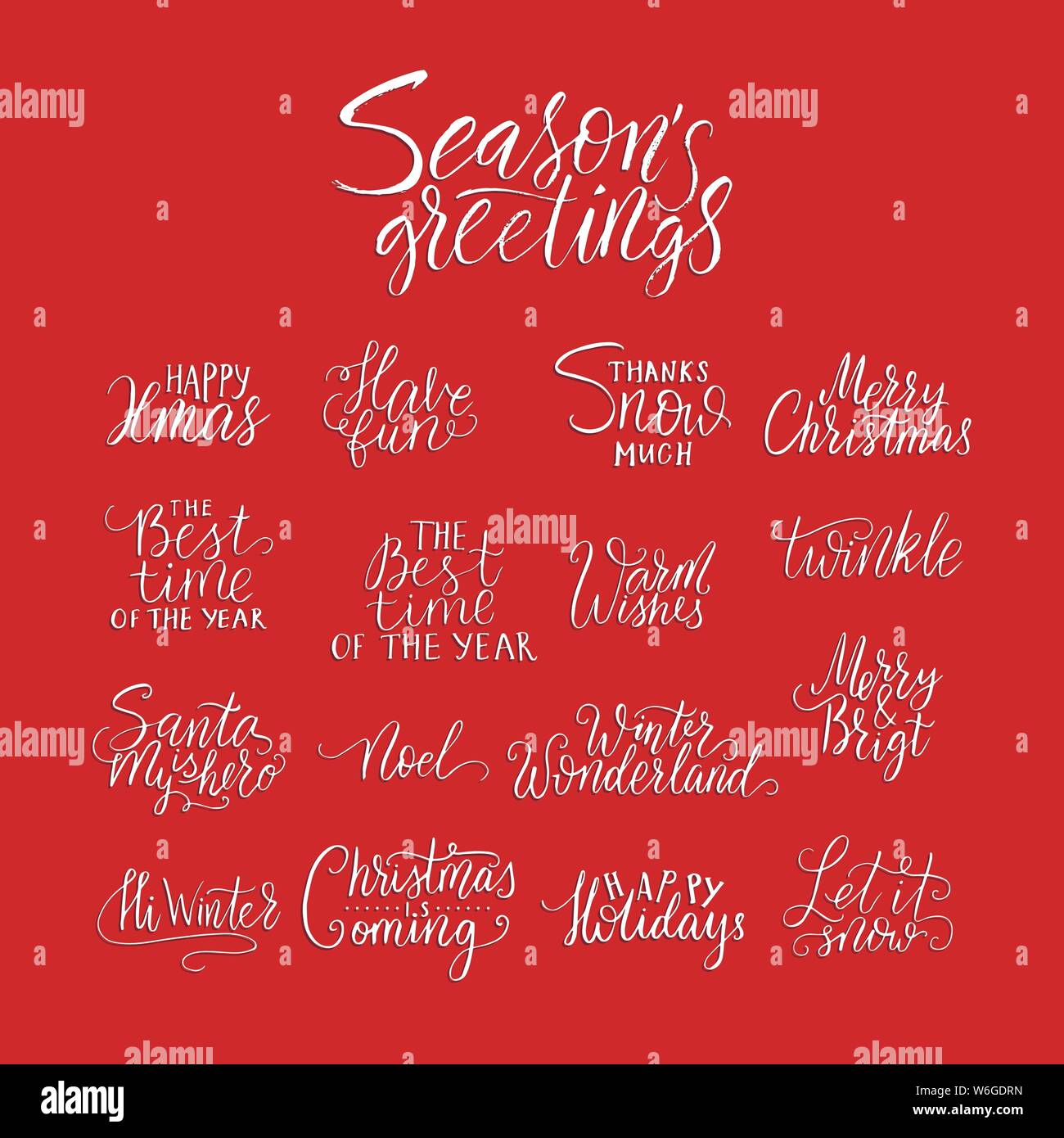 Merry Christmas Brush Lettering Typography Handwriting Text Design