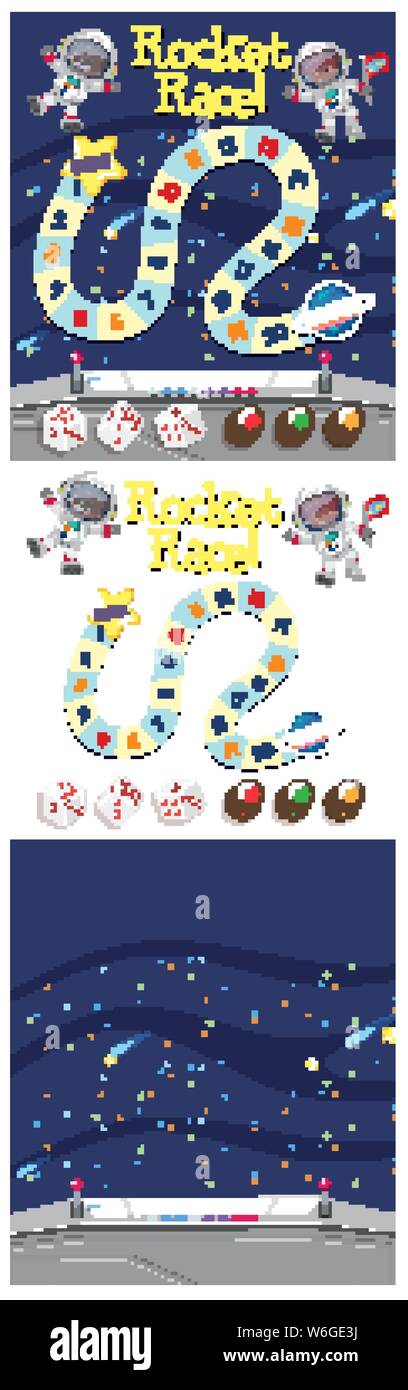 Set of game background with rocket in space illustration Stock Vector ...