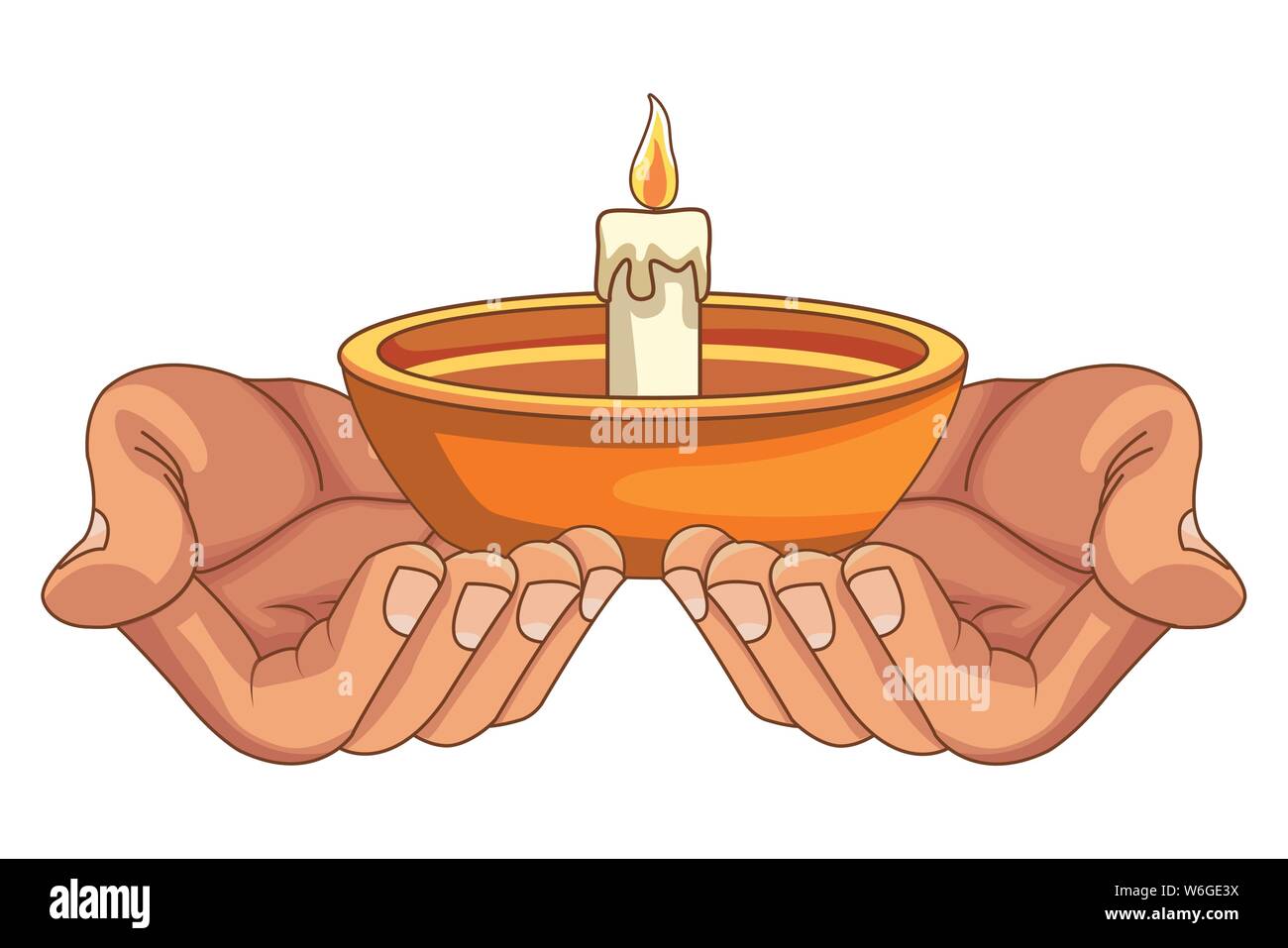 Hand holding candle in bowl cartoon Stock Vector Image & Art - Alamy