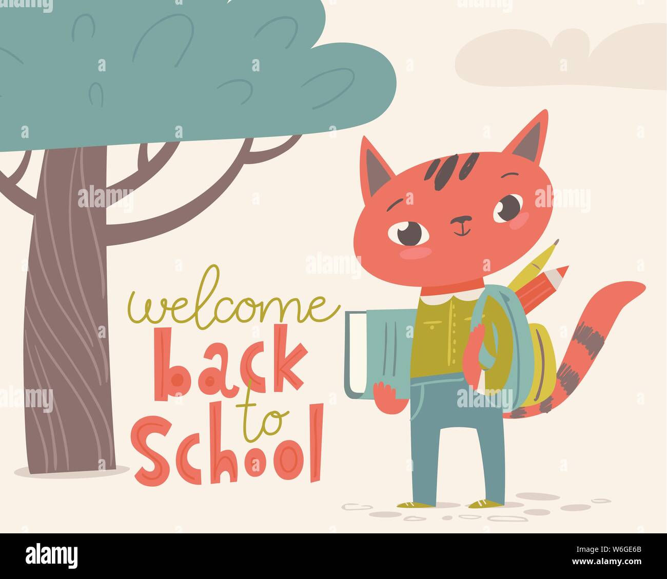Welcome back to school poster with cartoon animals Stock Vector Image ...