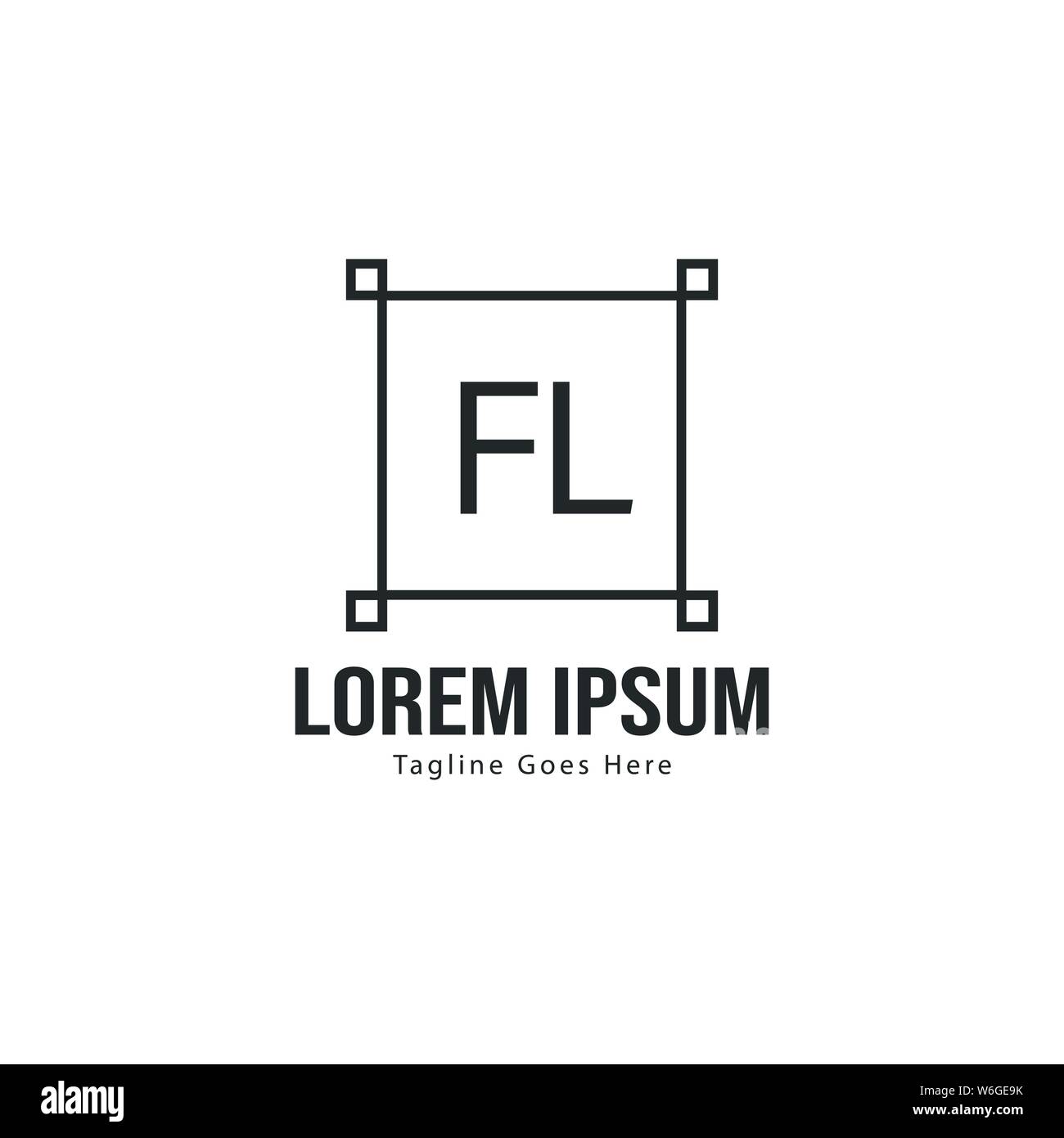 Initial FL logo template with modern frame. Minimalist FL letter logo ...