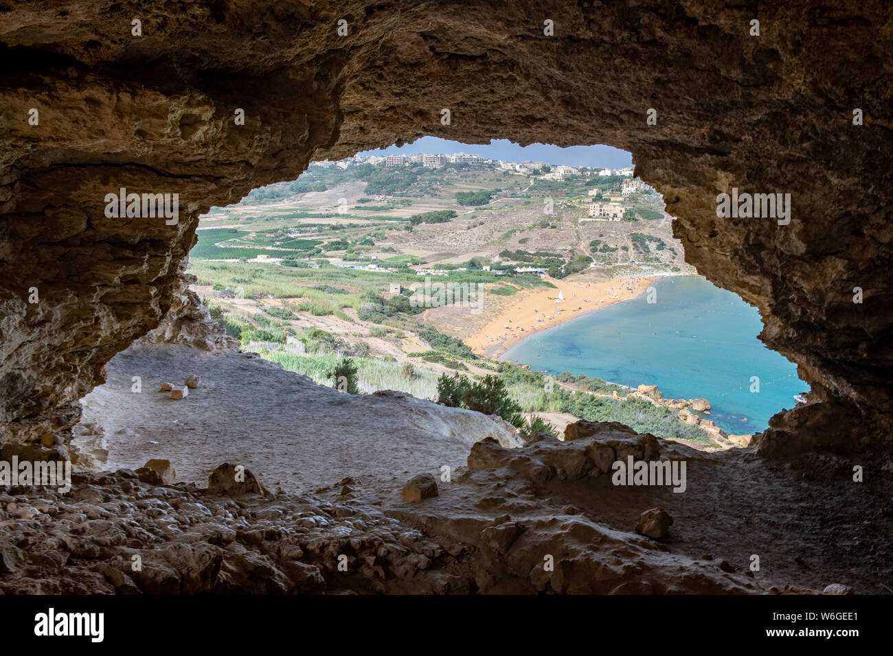 The view from Tal-Mixta cave, Gozo Stock Photo - Alamy