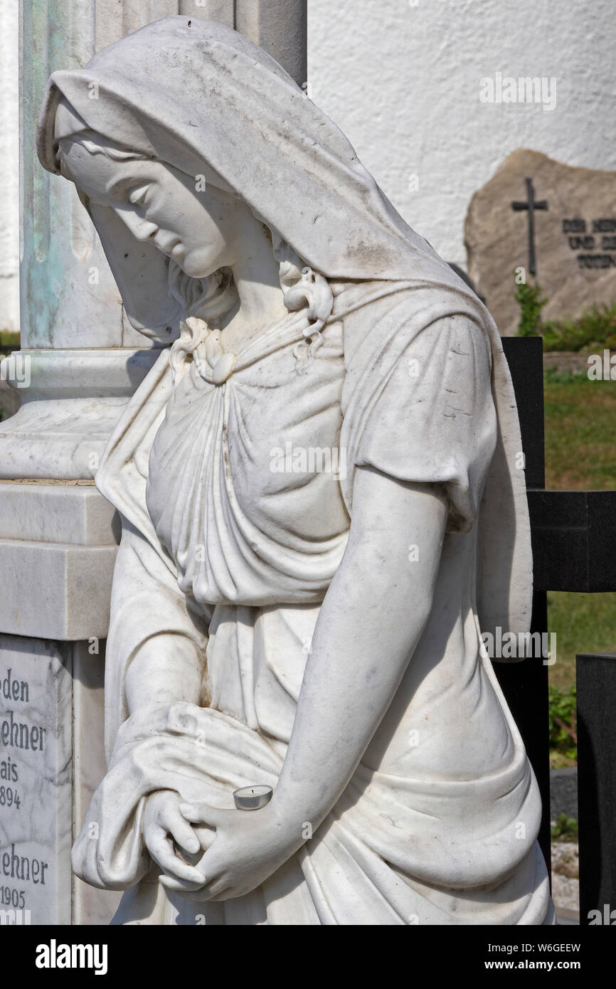 statue on the graveyard, Bodenmais, Bayerischer Wald, Bavaria, Germany ...