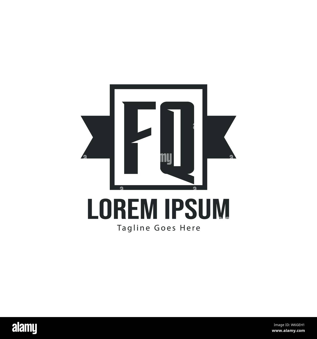 Initial FQ logo template with modern frame. Minimalist FQ letter logo ...