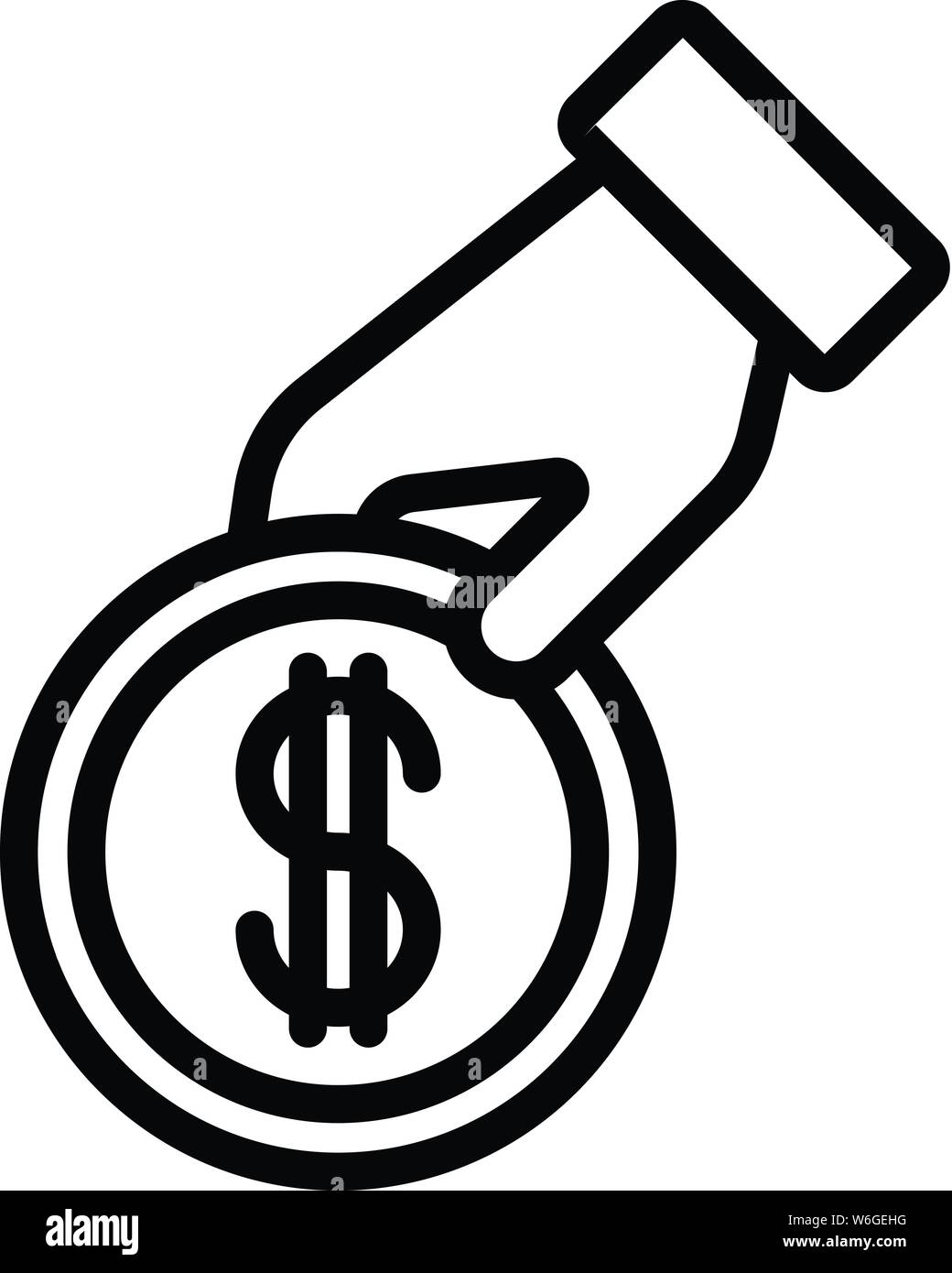 Hand giving coin icon, outline style Stock Vector Image & Art - Alamy