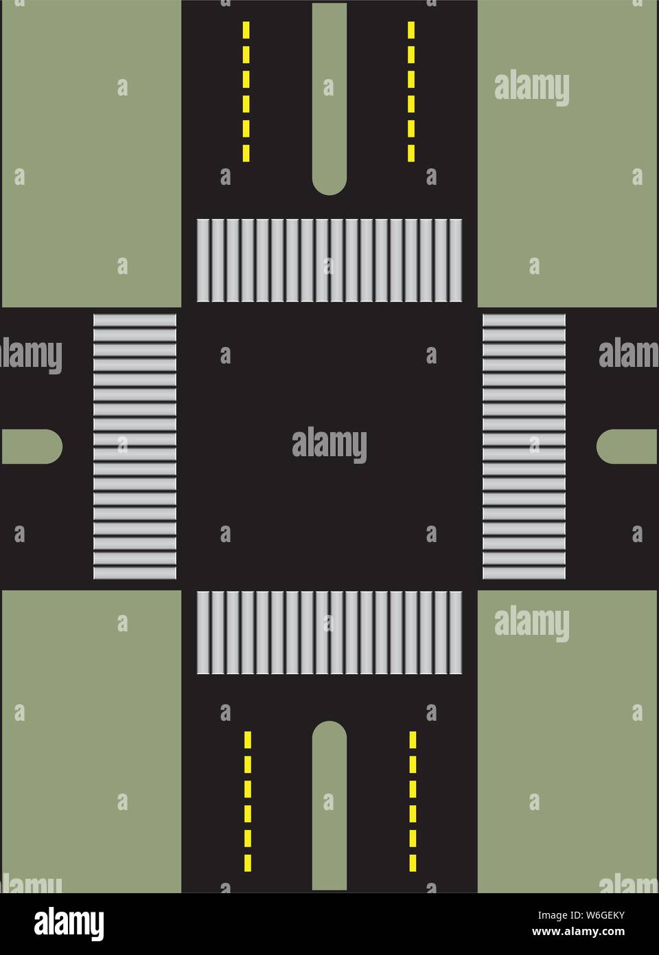 Top View of White Crosswalk on black road vector Stock Vector Image ...