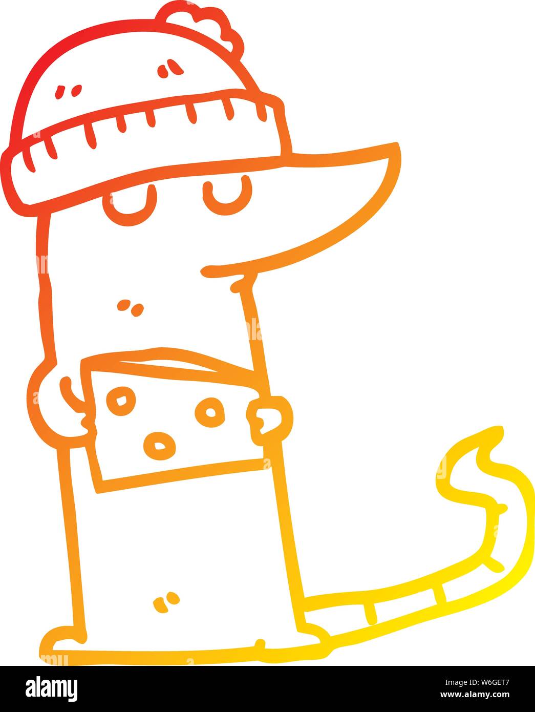 warm gradient line drawing of a cartoon mouse thief with cheese Stock ...