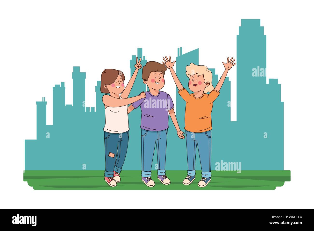 Teenagers friends smiling and having fun cartoon Stock Vector Image ...
