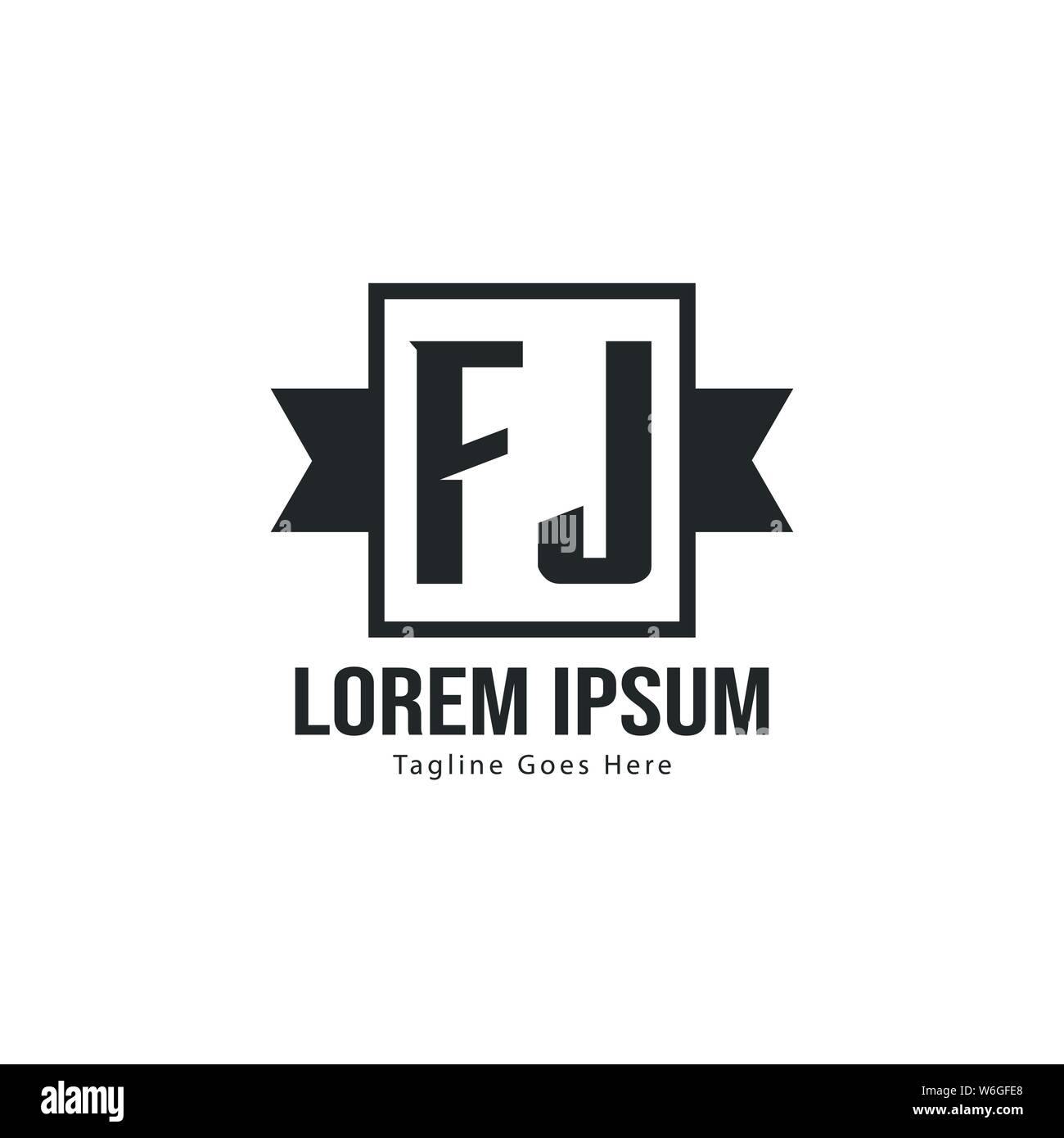 Initial FJ logo template with modern frame. Minimalist FJ letter logo vector illustration design ...