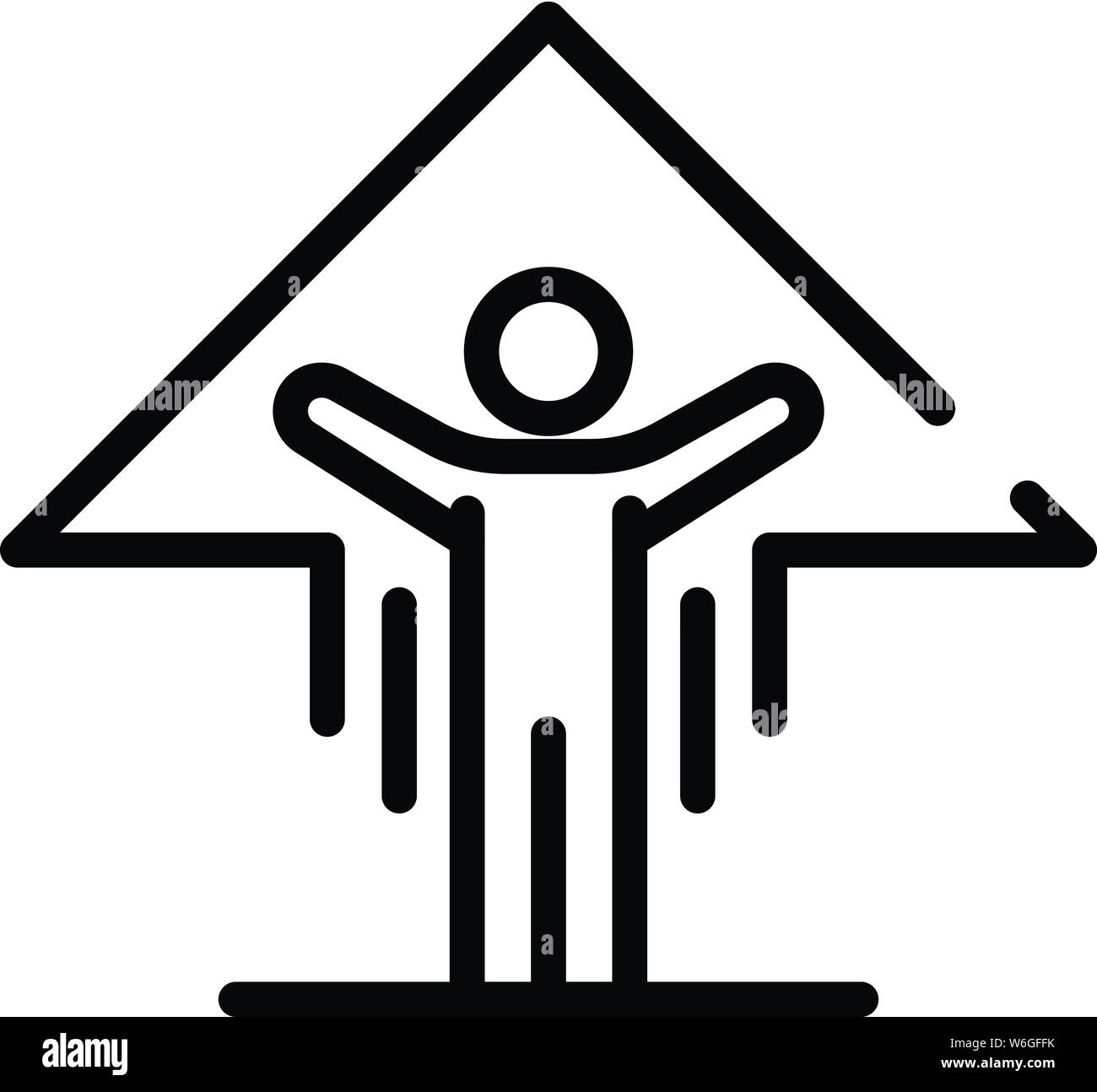 Man with an arrow up behind icon, outline style Stock Vector Image ...