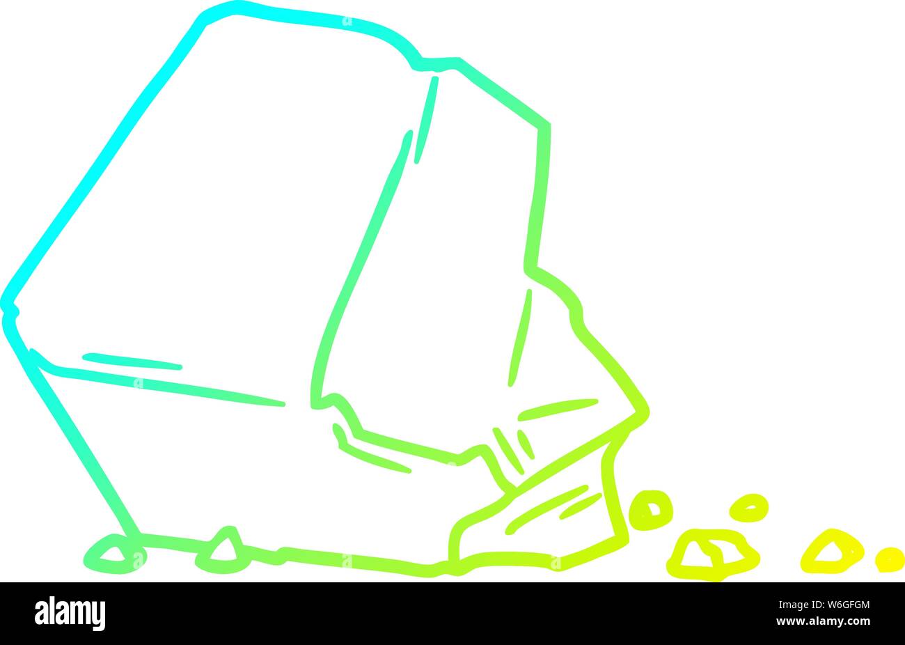 cold gradient line drawing of a cartoon large rock Stock Vector Image ...