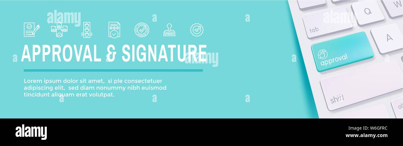 Approval and Signature Icon Set & Web Header Banner Stock Vector Image ...
