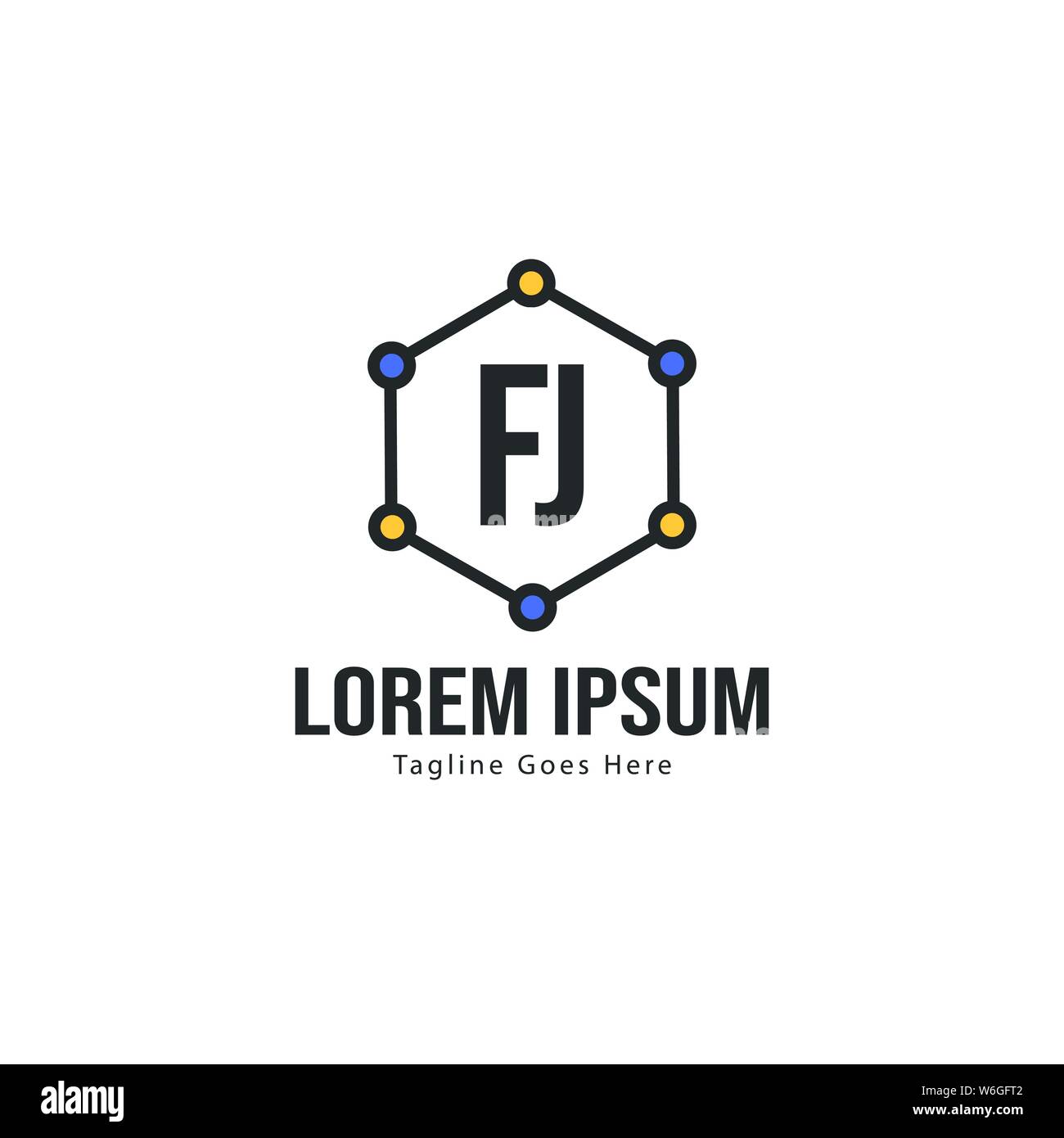 Initial FJ logo template with modern frame. Minimalist FJ letter logo ...