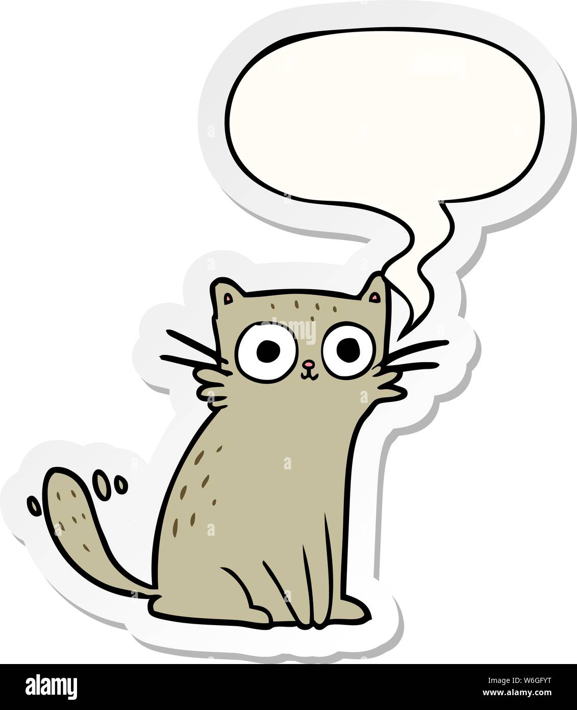 cartoon staring cat with speech bubble sticker Stock Vector Image & Art ...