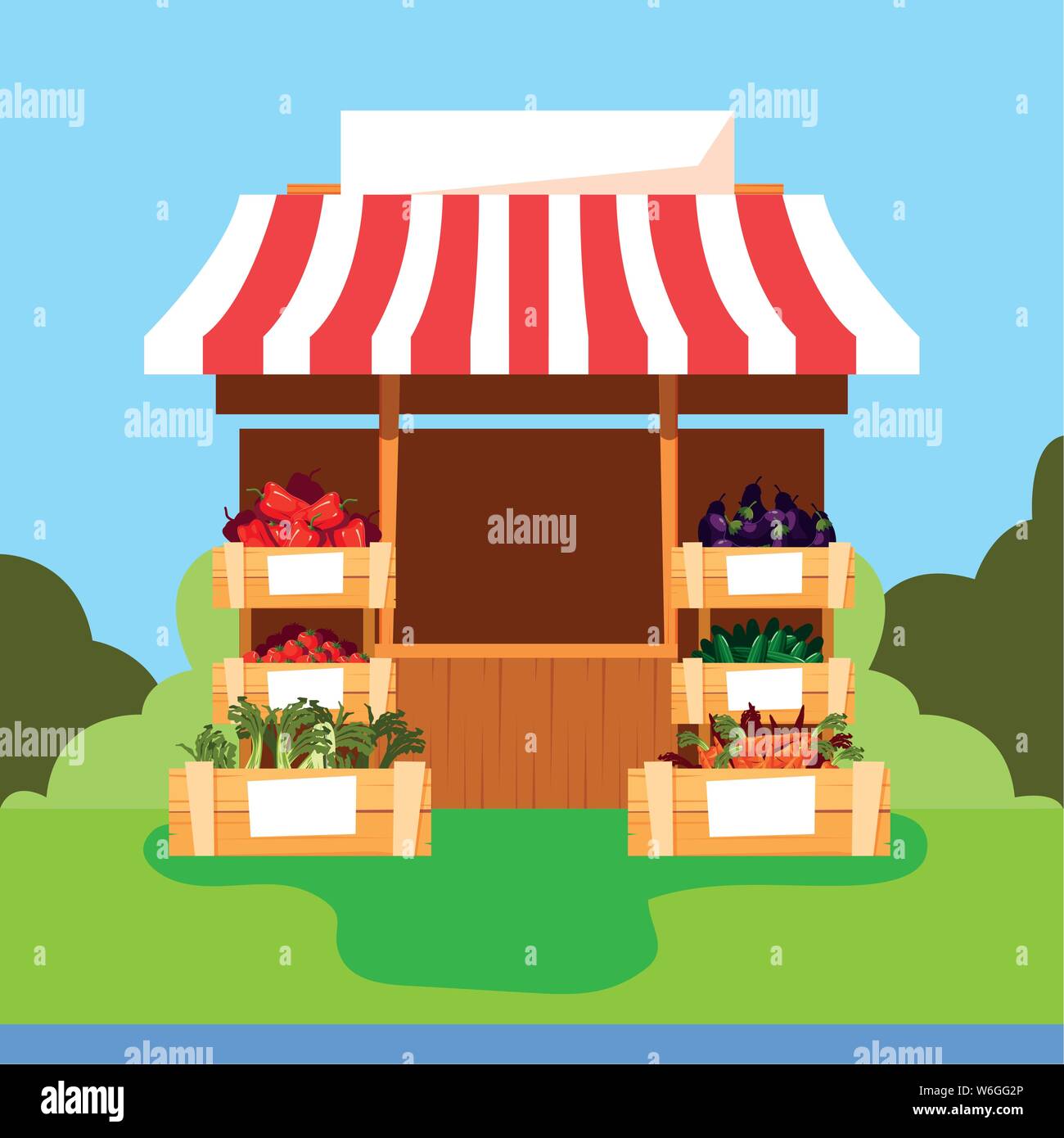 stand selling vegetables and fruits vector illustration Stock Vector ...