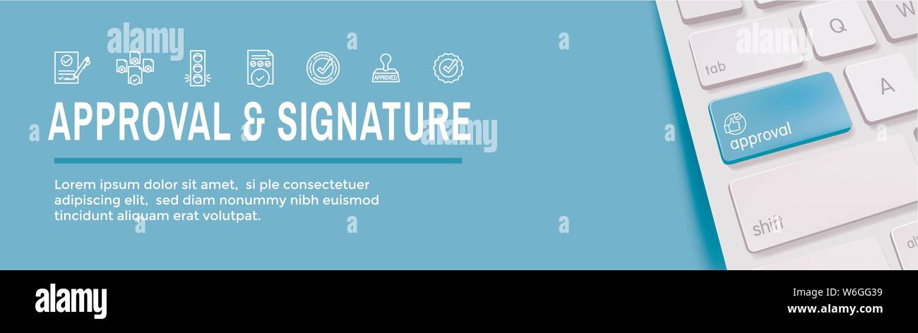 Approval & Signature Icon Set and Web Header Banner Stock Vector Image ...
