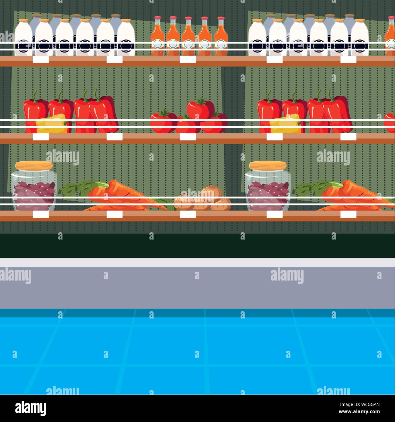 supermarket shelf with products food vector illustration Stock Vector ...