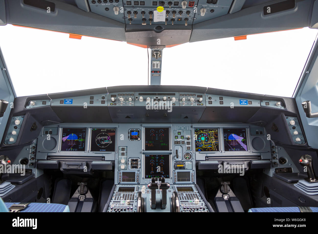 LE BOURGET PARIS - JUN 20, 2019: Cockpit view of the Airbus A330neo ...