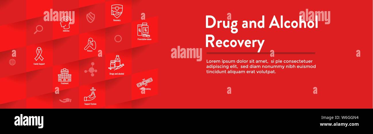 Drug & Alcohol Dependency Icon Set and Web Header Banner Stock Vector ...